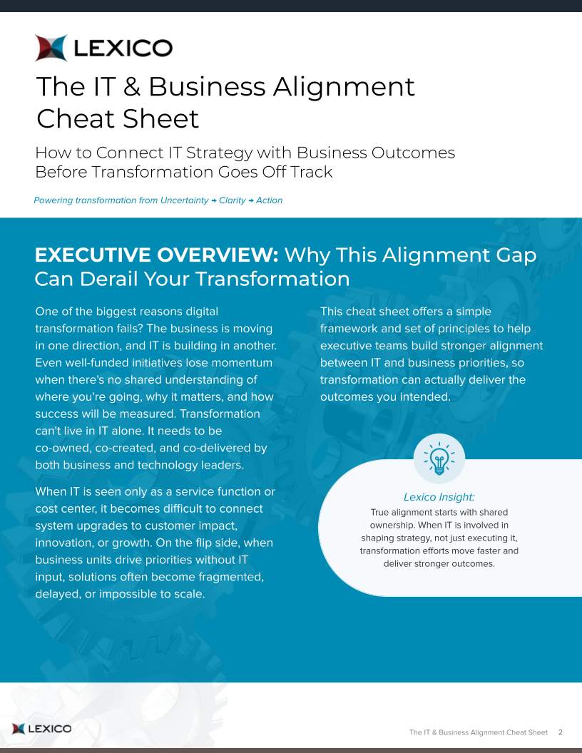 IT & Business Alignment Cheat Sheet
