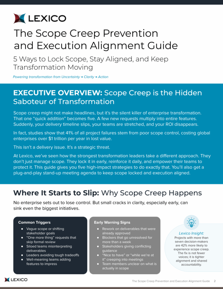 Scope Creep Prevention & Execution Alignment Guide